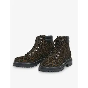 Whistles Amber Leopard-print Ponyhair Hiking Boots