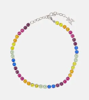 Amina Muaddi Tennis Crystal Anklet - Multicoloured