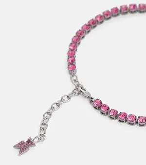Amina Muaddi Tennis Crystal-embellished Anklet - Pink