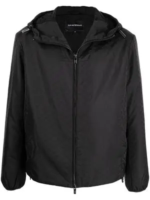Emporio Armani Zip-up Hooded Jacket - Black