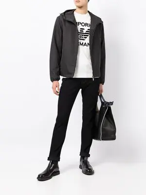 Emporio Armani Zip-up Hooded Jacket - Black