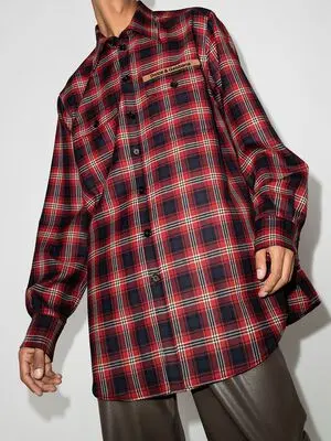 Dolce & Gabbana Logo Patch Plaid Shirt
