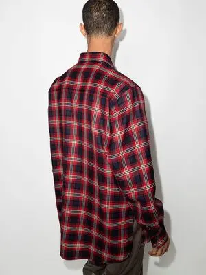 Dolce & Gabbana Logo Patch Plaid Shirt