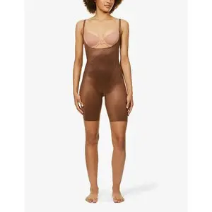 Spanx Shape™ Invisible Open-bust Mid-thigh Bodysuit - Chesnut Brown