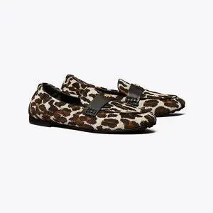 Tory Burch Ballet Loafer Reva Leopard Combo A/perfect Black