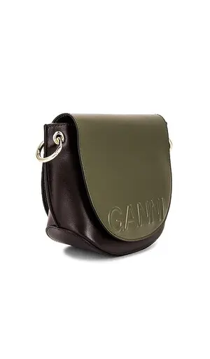 GANNI Banner Saddle Bag In Olive