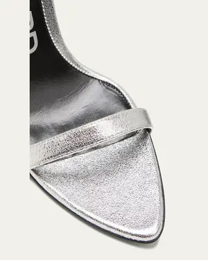 TOM FORD Padlock Metallic Stiletto Sandals - Silver