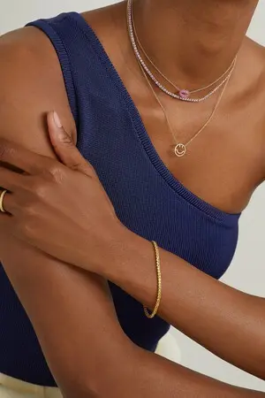 ROXANNE FIRST 14-karat Sapphire Tennis Necklace - Gold