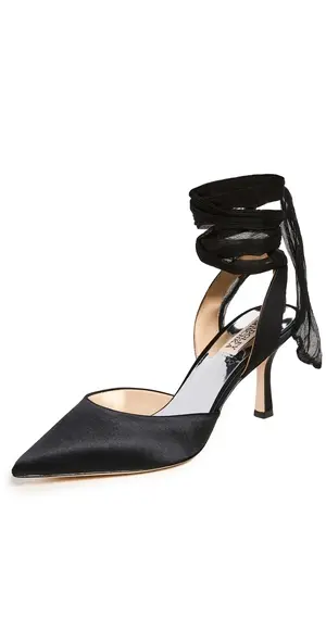 Badgley Mischka Blaze Pointed Toe Pumps With Ankle Wrap Black