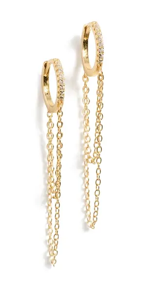Shashi Pave Chain Huggie Earrings - Gold