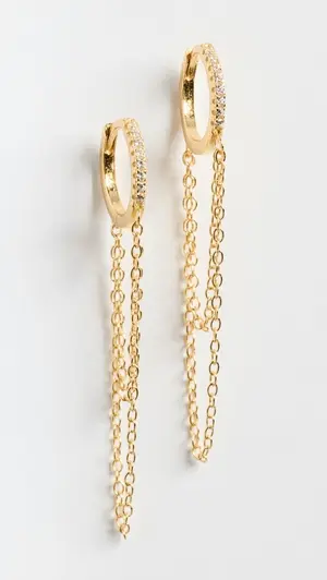 Shashi Pave Chain Huggie Earrings