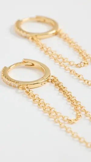 Shashi Pave Chain Huggie Earrings