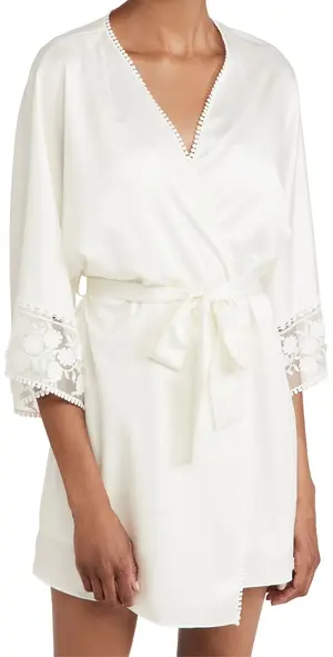 Flora Nikrooz Kylie Charmeuse Wrap With Lace - Ivory