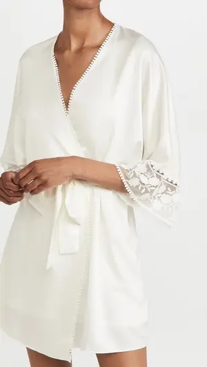 Flora Nikrooz Kylie Charmeuse Wrap With Lace - Ivory