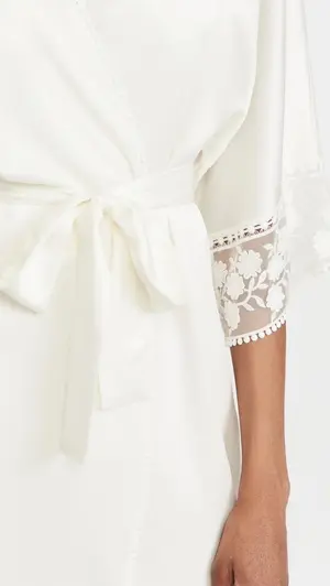Flora Nikrooz Kylie Charmeuse Wrap With Lace - Ivory