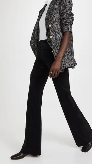 ASKK NY Brighton Velvet Wide Leg Pants - Black Velvet