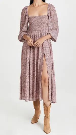 O.P.T Classic Smocked Maxi Dress