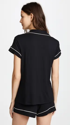 Eberjey Gisele Shortie Pajama Set - Black/sorbet Pink