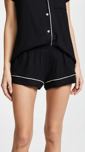 Eberjey Gisele Shortie Pajama Set - Black/sorbet Pink