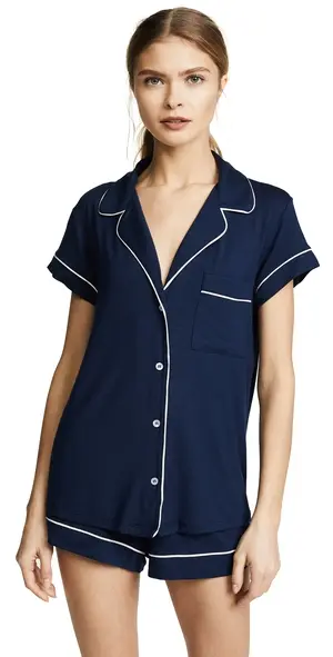 Eberjey Gisele Shortie Pajama Set - Navy/ivory
