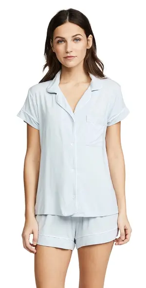 Eberjey EBERJEY Gisele Shortie Pajama Set Water Blue