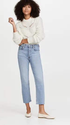 RE/DONE 70s High Rise Comfort Stretch Stove Pipe Jeans - Mid 90s