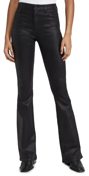 L'Agence Marty Ultra High Rise Flare Jeans - Noir Coated