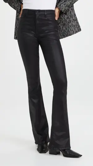 L'Agence Marty Ultra High Rise Flare Jeans - Noir Coated