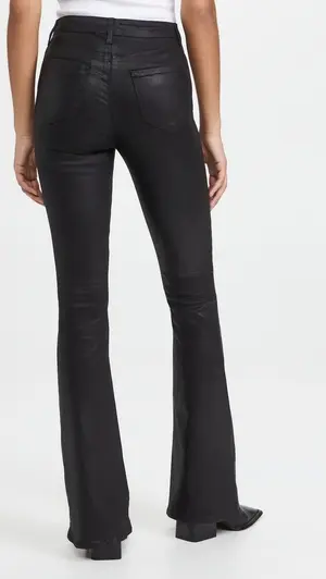 L'Agence Marty Ultra High Rise Flare Jeans - Noir Coated
