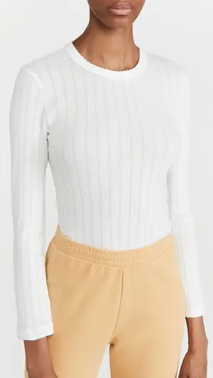 LESET Pointelle Slim Fit Top - White