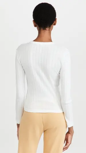 LESET Pointelle Slim Fit Top - White