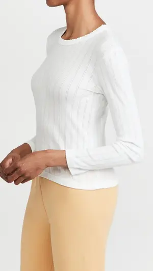 LESET Pointelle Slim Fit Top - White