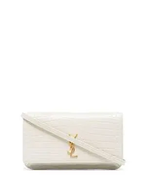 Saint Laurent Monogram Croc-effect Phone Holder