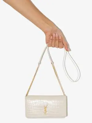 Saint Laurent Monogram Croc-effect Phone Holder