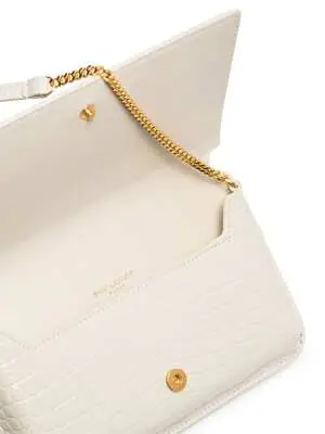 Saint Laurent Monogram Croc-effect Phone Holder