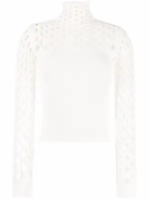 Valentino Garavani Open-knit Roll-neck Top - Neutrals