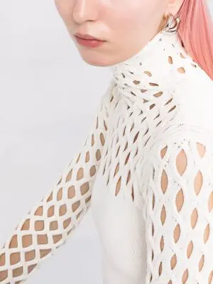 Valentino Garavani Open-knit Roll-neck Top - Neutrals