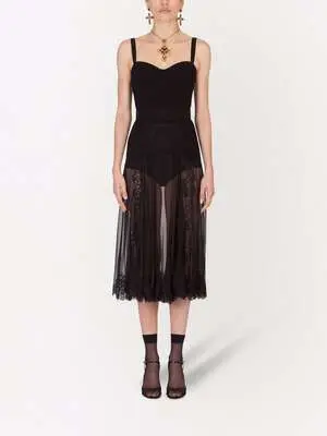Dolce & Gabbana Chantilly Lace Chiffon Midi Skirt