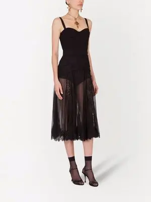 Dolce & Gabbana Chantilly Lace Chiffon Midi Skirt