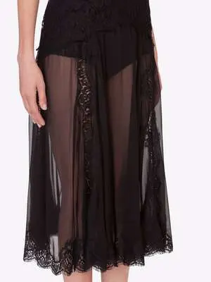 Dolce & Gabbana Chantilly Lace Chiffon Midi Skirt