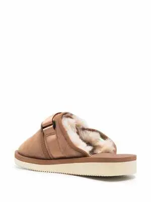 Suicoke Fur Lined Slippers - Brown