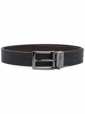 Emporio Armani Embossed Logo Belt - Black
