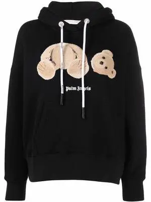 Palm Angels Broken Bear Cotton Hoodie - Black
