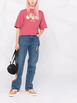 Palm Angels Bear-print Cropped T-shirt