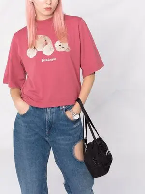 Palm Angels Bear-print Cropped T-shirt