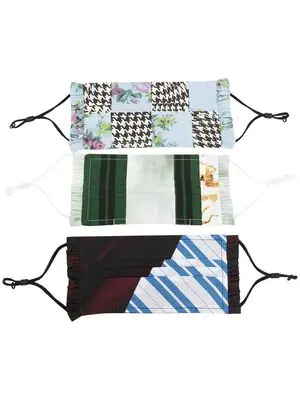 GANNI Check-print Face Masks - Multicolour
