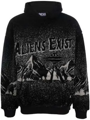 DIESEL® Graphic Print Hoodie - Black