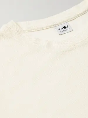 Nn07 Clive Waffle-knit Cotton And Modal-blend T-shirt - Neutrals