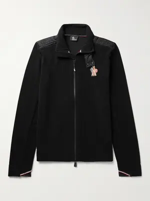 Moncler Logo-appliquéd Fleece Zip-up Ski Base Layer - Black
