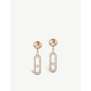 Messika Move Uno 18ct Gold And Diamond Earrings - Pink